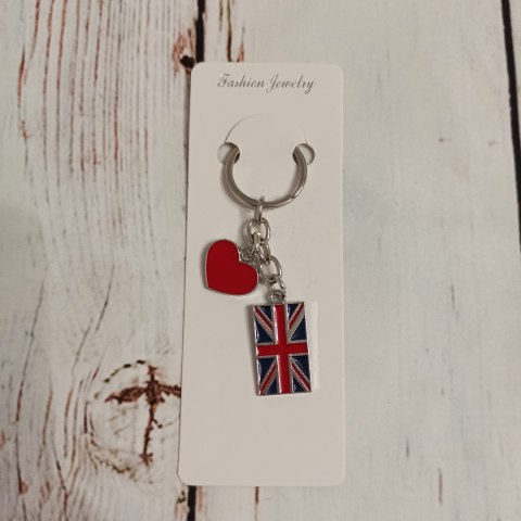 Breloczek serce +flaga Union Jack NOWY > Edu Pszczółka